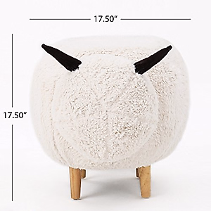 Christopher Knight Home Pearcy Furry Sheep Ottoman, White