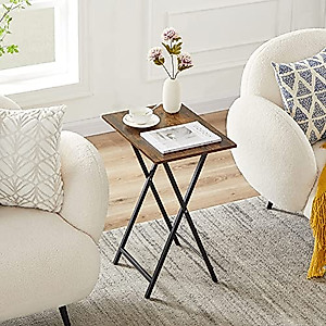 VECELO Foldable TV Tray Portable Wooden Snack Table for Livingroom, Bedroom, Office, Tiny Desk, Rustic Brown, 2 Count (Pack of 1)