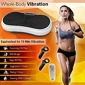 Hurtle Fitness Vibration Shaking Platform - Workout Machine Exercise Equipment for Home Vibration Plate Balance your Weight Workout Equipment Includes Remote Control, Balance Straps, Home Gym, White