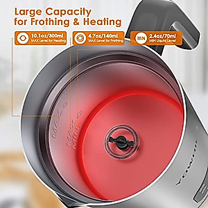 YOWHICK Milk Frother, 4-in-1 Electric Milk Steamer Stainless Steel,10.1oz/300ml Large Capacity, Automatic Hot/Cold Foam Maker and Milk Warmer for Latte, Cappuccinos, Macchiato, Hot Chocolate,120V