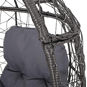 GDFStudio Valerie Outdoor Wicker Swing Chair with Cushion, Gray and Dark Gray