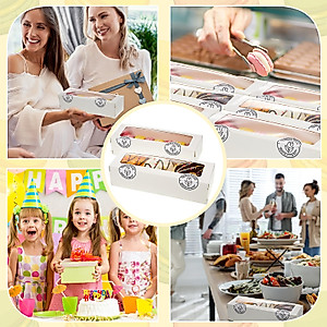 Sherr 100 Pcs Macaron Boxes with Window Macaron Gift Box for 6 Macaron with 200 Pcs Stickers Long Baking Boxes Rectangle Treat Boxes for Dessert Pastry Packaging for Home DIY Baking Gift(White)