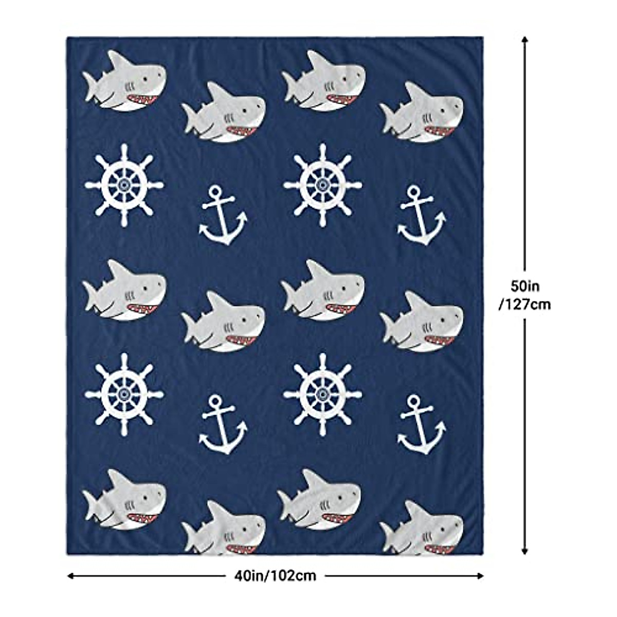 YRAQLVU Shark Throw Blanket Cute Baby Blankets for Couch Crib, Warm Flannel Fleece Shark Blanket for Unisex Adult Boys Girls Fish Gifts Ultra-Soft Lightweight Anchor Cozy Blanket, 40x50 Inches