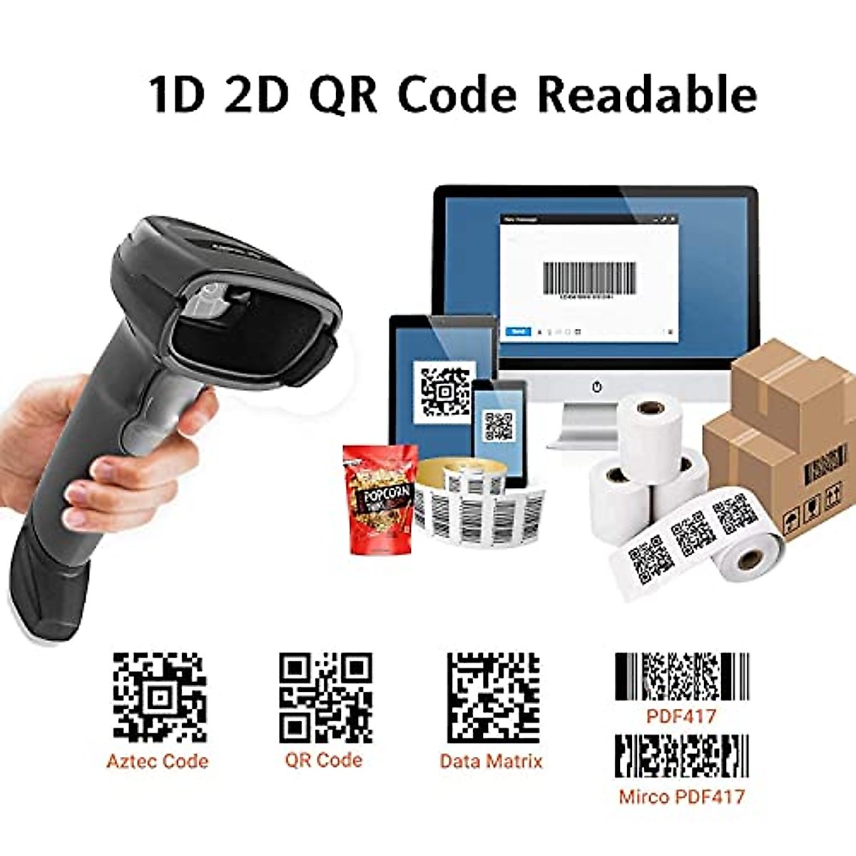 Zebra DS2208-SR Handheld 2D Omnidirectional Barcode Scanner/Imager (1D, 2D and PDF417) with USB Cable, DS2208-SR7U2100AZW