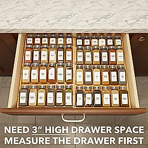 SpaceAid Bamboo Spice Drawer Organizer, Expandable 4 Tier Spices Rack for Cabinet Drawer, Kitchen Seasoning Storage Drawer Insert Organization (Jars Not Included, From 12" to 23" Wide)