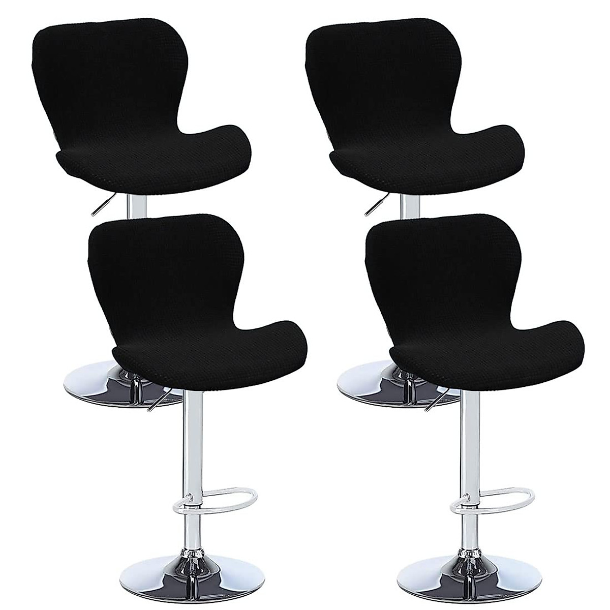 Bifaunvogel Counter Height Bar Chairs Cover Set of 4 Jacquard Swivel Bar Stools Slipcovers Stretchable Swivel Barstools Chair Covers Protector for Home Kitchen Bar Cafe Black