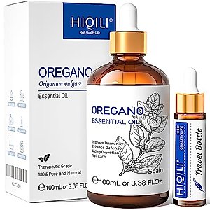HIQILI Oregano Essential Oil (100ML), 100% Pure Natural Organic Oregano Oil for Diffuser, Skin Care, Body, Cleaning - 3.38 Fl Oz