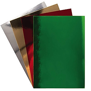 Baker Ross AX300 Christmas Metallic A4 Card - Pack of 20, Creative Art Supplies for Kids, Seasonal Crafts and Decorations