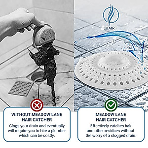 Meadow Lane Goods Hair Collector for Shower Drain - Self-Sealing, White, Multi-Size Fit Hair Catcher (1 Pack)
