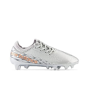 New Balance Boy's Furon V6+ Dispatch Junior FG Soccer Shoe, Silver/Brighton Grey/Copper, 3 Wide Little Kid