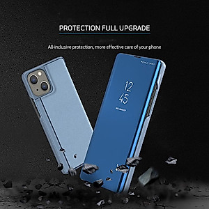 OOPKINS Case for iPhone 15 Pro case Luxury Bookstyle Clear View Window Electroplate Plating Kickstand Scratchproof Full Body Protective Flip Folio Slim Cover for iPhone 15 Pro PU Mirror Silver MX