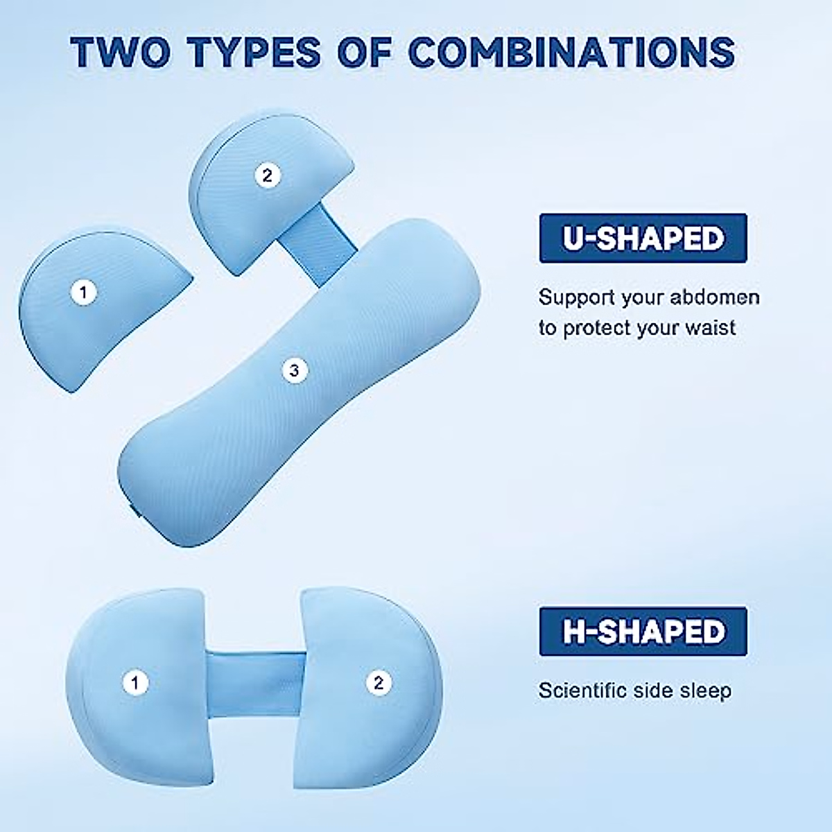 napz Pregnancy Pillows, Maternity Pillow Support for Backs, Hips, Legs, Belly, Pregnancy Must Haves, Soft Body Pillow for Pregnant Women and Baby with Detachable and Adjustable Pillow Cover (Blue)