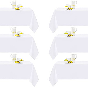 TANIASH 6 Pack White Tablecloths for Tectangle Tables 60 x 84 Inch,Wrinkle Resistant Polyester Table Cloth for 4 Foot Table,Great for Wedding Banquet Restaurant/Parties/Baby Shower
