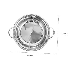 Operitacx Mandarin Duck Pot Stainless Steel Stock Pot Braising Pan with Lid Stainless Steel Cookware Asian Hot Pot Stainless Steel Pot Divided Pan Stainless Steel Cooking Pot Kitchen Supply