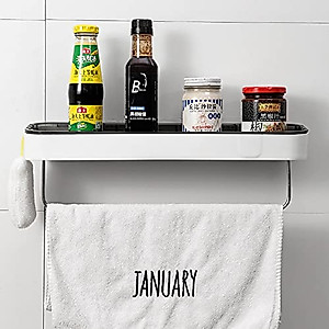 Wall Mount Shower Caddy Basket No Drilling Waterproof Kitchen Bathroom Shelf with Towel Bar Adhesive Shampoo Holder Rack bathroom shelf organizer wall mounted