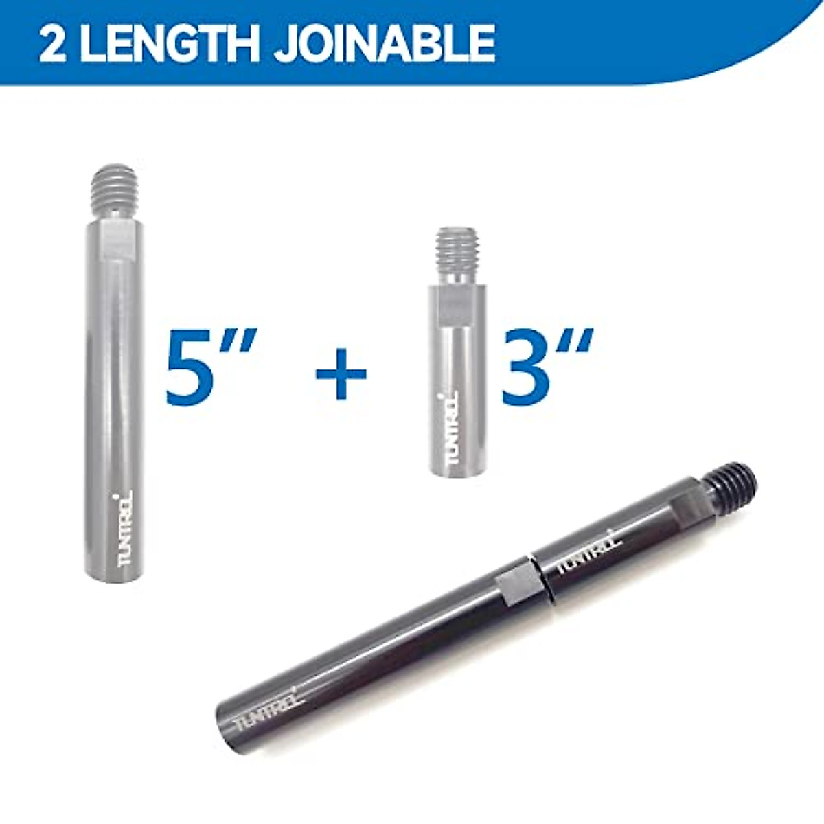TUNTROL 5/8"-11 Thread Rotary Extension Shaft Set, 3" & 5" Aluminum Connecting Rod Extender for Car Polisher, Angle Grinder, Backing Plate