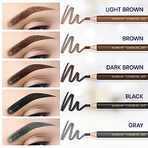 Stylia Waterproof Eyebrow Pencil Set (12 Pieces - Black), Eyebrow Pen-cil, Eye Brow Pencils for Women Makeup, Microblading Long Lasting Eyebrow Pencil Liners for Marking, Filling And Outlining Eyebrow