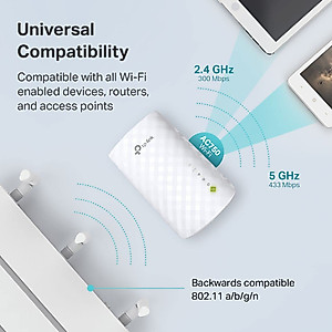 TP-Link AC750 WiFi Extender (RE220), Covers Up to 1200 Sq.ft and 20 Devices, Up to 750Mbps Dual Band WiFi Range Extender, WiFi Booster to Extend Range of WiFi Internet Connection