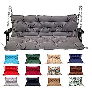 Swing Cushions 2-3 Seater Replacement Waterproof Porch Swing Cushions with Backrest and Straps Thicken 4" Swing Cushion Replacement for Outdoor Swing Cushions Patio Garden Furniture Terrace (60*40in)