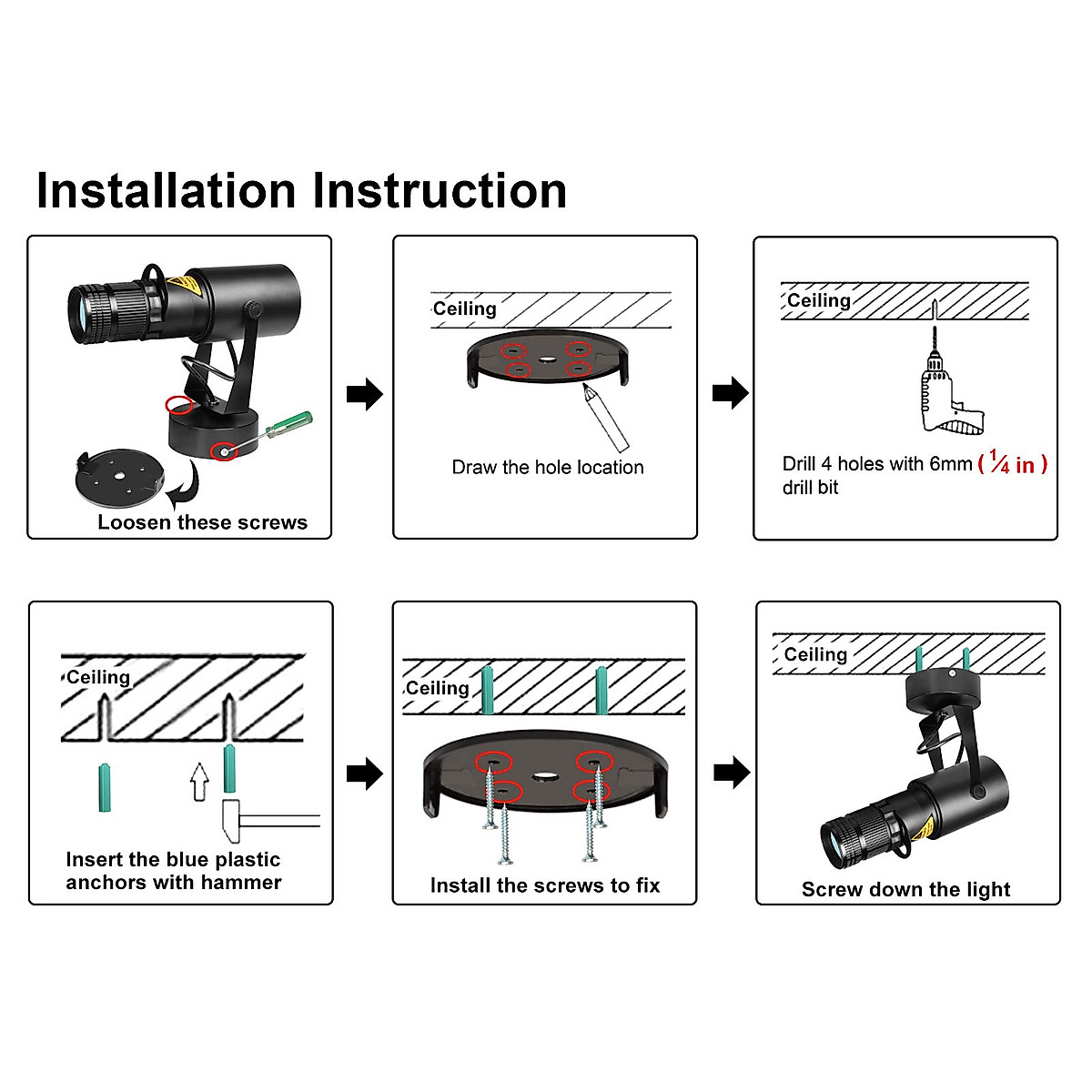 MOUNTAIN ARK 15W LED White Spot Light, Round Glass, Manual Focus, 4 Apertures, Great for Parties, Weddings, Bars