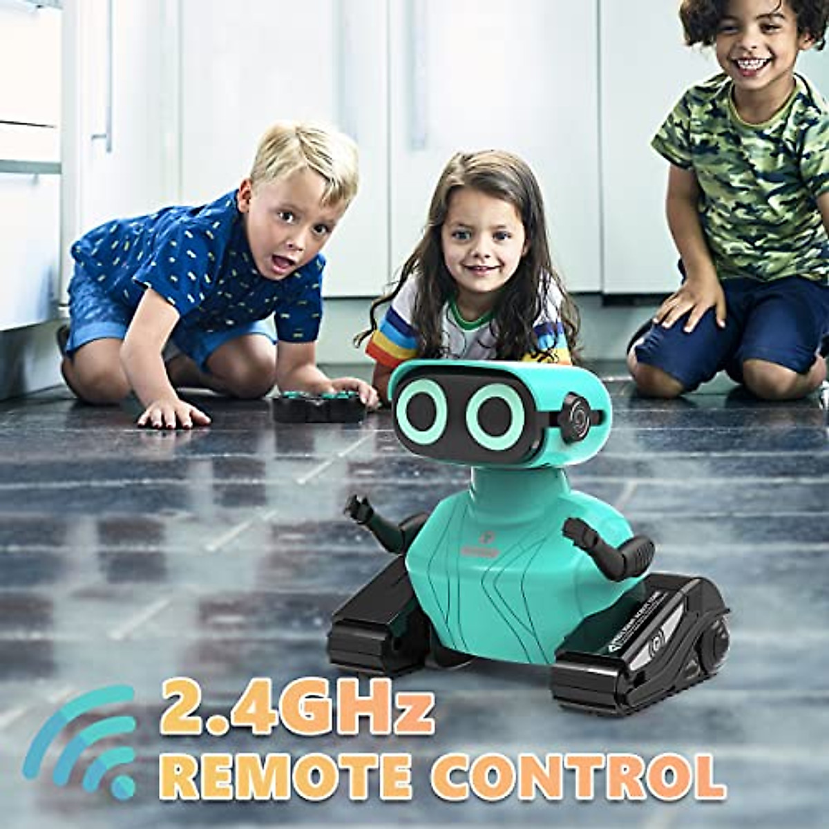 GILOBABY Robot Toys, Remote Control Robot Toy, RC Robots for Kids with LED Eyes, Flexible Head & Arms, Dance Moves and Music, Birthday Gifts for Boys Ages 3+ Years (Blue)