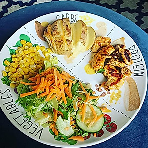 Viynran 10" Portion Control Plate for Balanced Eating - Healthy Nutrition Plate for Adults and Teens - Melamine Dividers, Weight Loss, Diabetes Plate (1 Pack)