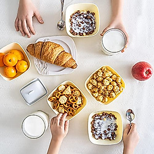 ARNO Serving Bowls Plastic Set of 6,12 OZ Stackable Salad Cereal Soup Snack Fruit Unbreakable BPA Free