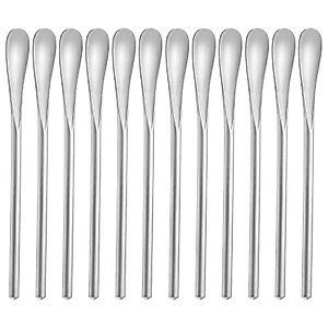 12-piece 5-inch Stainless Steel Coffee Stirring Spoon, Cocktail Stirring Stick with 12.8 cm Length, Small Spoon with Round Handle, Reusable Ice Tea Spoon, Bar Spoon. Dishwasher Safe.