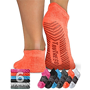 TruTread Pilates Socks with Grips for Women and Men - 6 Pairs Yoga Socks for Women | Yoga Socks for Men | Pure Barre Socks