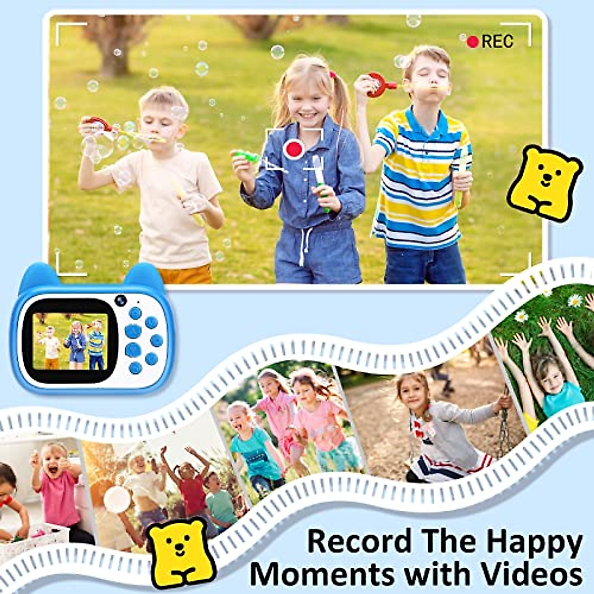Kids Digital Camera for Girls and Boys, 1080P HD Dual Lens Video Recorder Toddler Camera with 32G SD Card, Cute Childrens Selfie Camera for Kids as Christmas, Birthday, Festival Gifts(Unprintable)