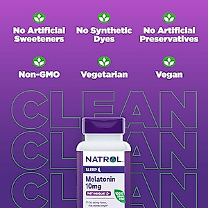 Natrol Melatonin 10mg, Citrus-Flavored Dietary Supplement for Restful Sleep, 60 Fast-Dissolve Tablets, 60 Day Supply