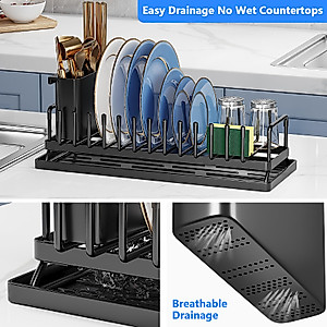 KEKAPE Multifunctional Stainless Steel Dish Drying Rack with Pots and Pans Storage Rack, Dish Drying Rack, Pots and Pans Storage Rack, Cup Rack Storage 3-Piece Set