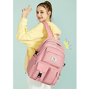 Kawaii Laptop Backpack Preppy 15.6 Inch JK Plaid Check Cute School Travel Book Bag Computer Daypack Nurse Teacher (Black)