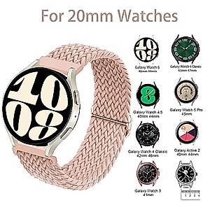 MYAPULUA 20mm Braided Stainless Steel Band for Samsung Galaxy Watch 6/5/4/3/2/1