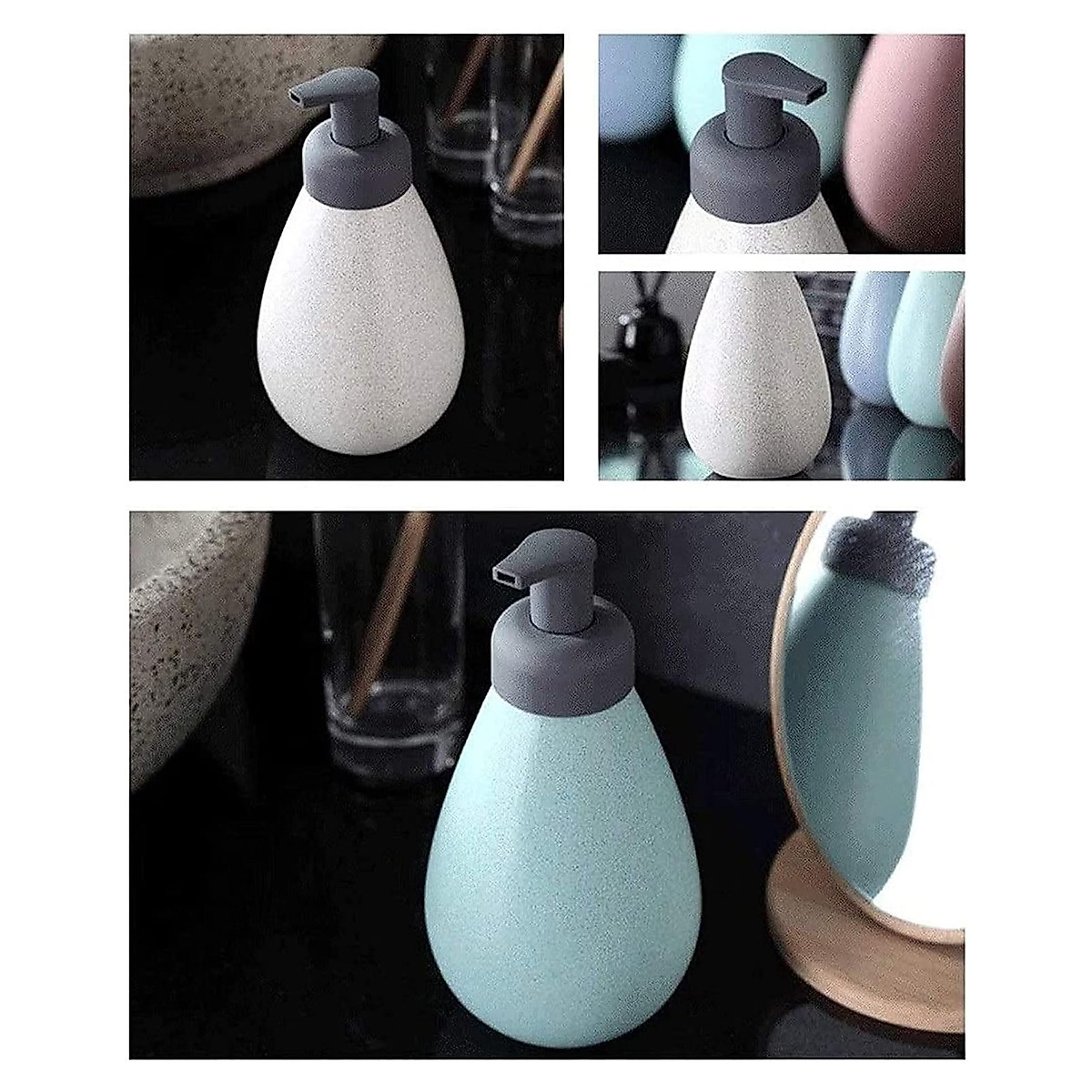 OXOAMP Soap Dispenser Soap Dispenser Bottle with Pump Lotion Soap Dispenser Bottle Foaming Hand Soap Dispenser Ceramics Soap Foam Dispenser Bathroom (Color : White)