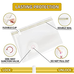 MOHAP Vacuum Storage Bags Space Saver Vacuum Seal Storage Bags with Hand Pump for Clothes, Comforters and Blankets - 12-Pack (3 Jumbo, 3 Large, 3 Medium, 3 Small)