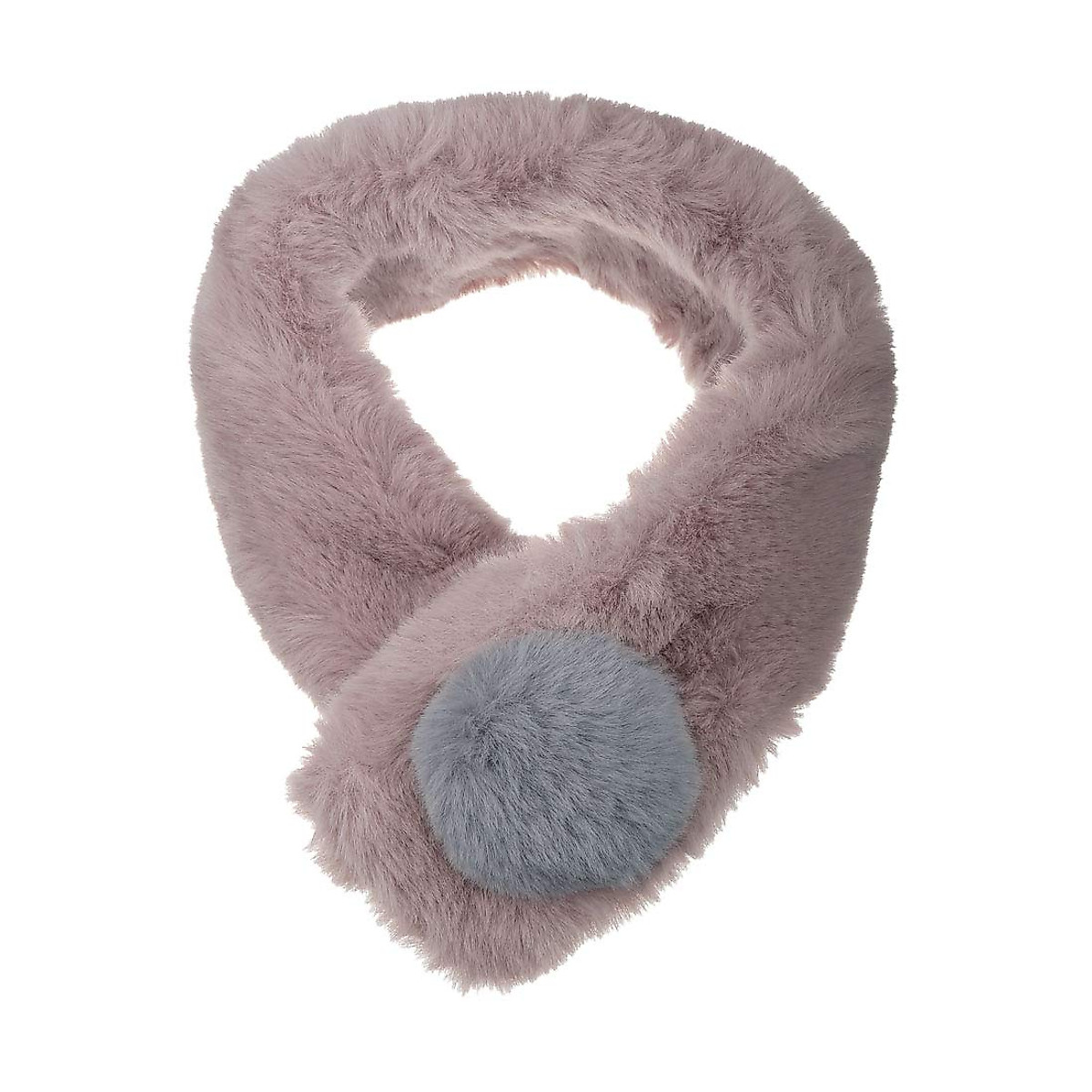 Allegra K Fluffy Faux Fur Hairball Collar Scarf Solid Color Plush Neck Wrap Winter Warmer for Women Pink