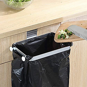 vcseven Metal Trash Bag holder,Under Sink Trash Can for Kitchen,Bathroom,Rv,Office,Dorm Room,Silver