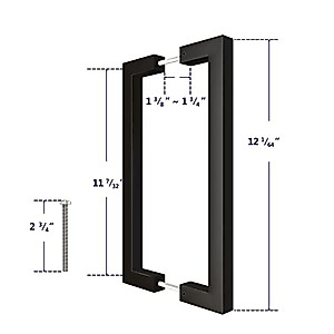 JUBEST 12" Matte Black Push Pull Bar Handle,Sliding Barn Door Handle,Heavy Duty Double Sided Door Handle for Wood Door, Garage, Industrial Grab Bar