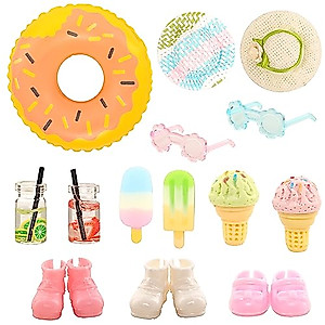 ENOCHT for Chelsea Doll Clothes 6 Swimsuits 3 Dresses 3 Outfits 3 Shoes with 2 Glasses 2 Hat 1 Swimming Ring 6 Accessories for Chelsea 5.3 Inch Doll Summer Playset