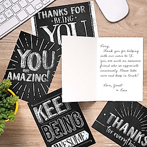 Chalkboard Appreciation Card Set / 24 Thank You Greeting Cards / 6 Retro Chalkboard Note Card Designs / 3 1/2" x 4 7/8" Blank Cards With Kraft Envelopes