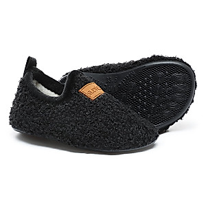ditont Toddler Slippers Non-Slip Lightweight Indoor Winter Fuzzy Warm Kids Grip First Walking House Home Floor Shoes for Boy Girl (dt191005Black19)
