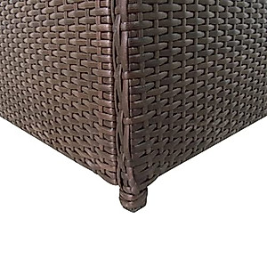 TIFITGO Asomie Patio Storage Box Brown 47.2"x19.7"x23.6" Poly Rattan Indoor stockage bin home chest house tank Outdoor Furniture Outdoor Storage Boxes US Stock Fast Shipment Brown