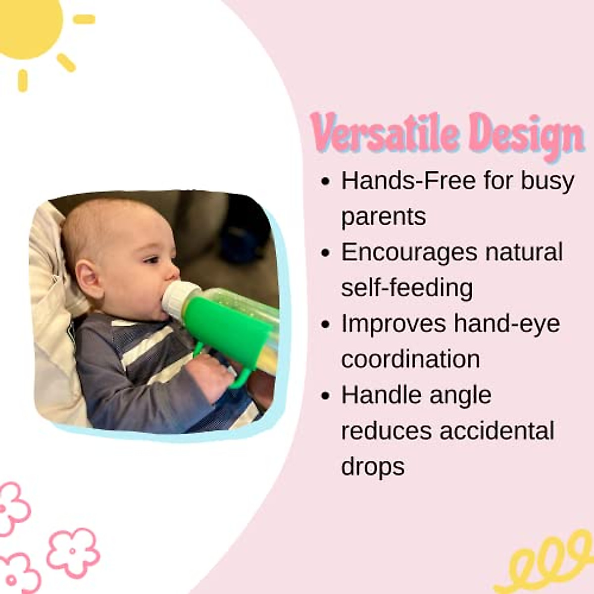 Baby Luvhandles Baby Bottle Holder - Baby Shower Gifts and Accessories for Baby Self Feeding - Improves Motor Skills (Purple)