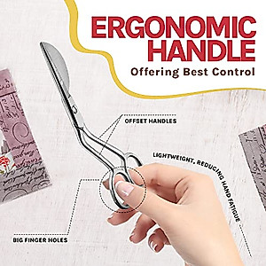 ThreadNanny Duckbill Scissors (4.5-Inch) - Duckbill Applique Scissors for Professionals - Ergonomically Bent Curved Offset Handle - Paddle Shaped, Razor-Sharp, Premium Grade German Steel