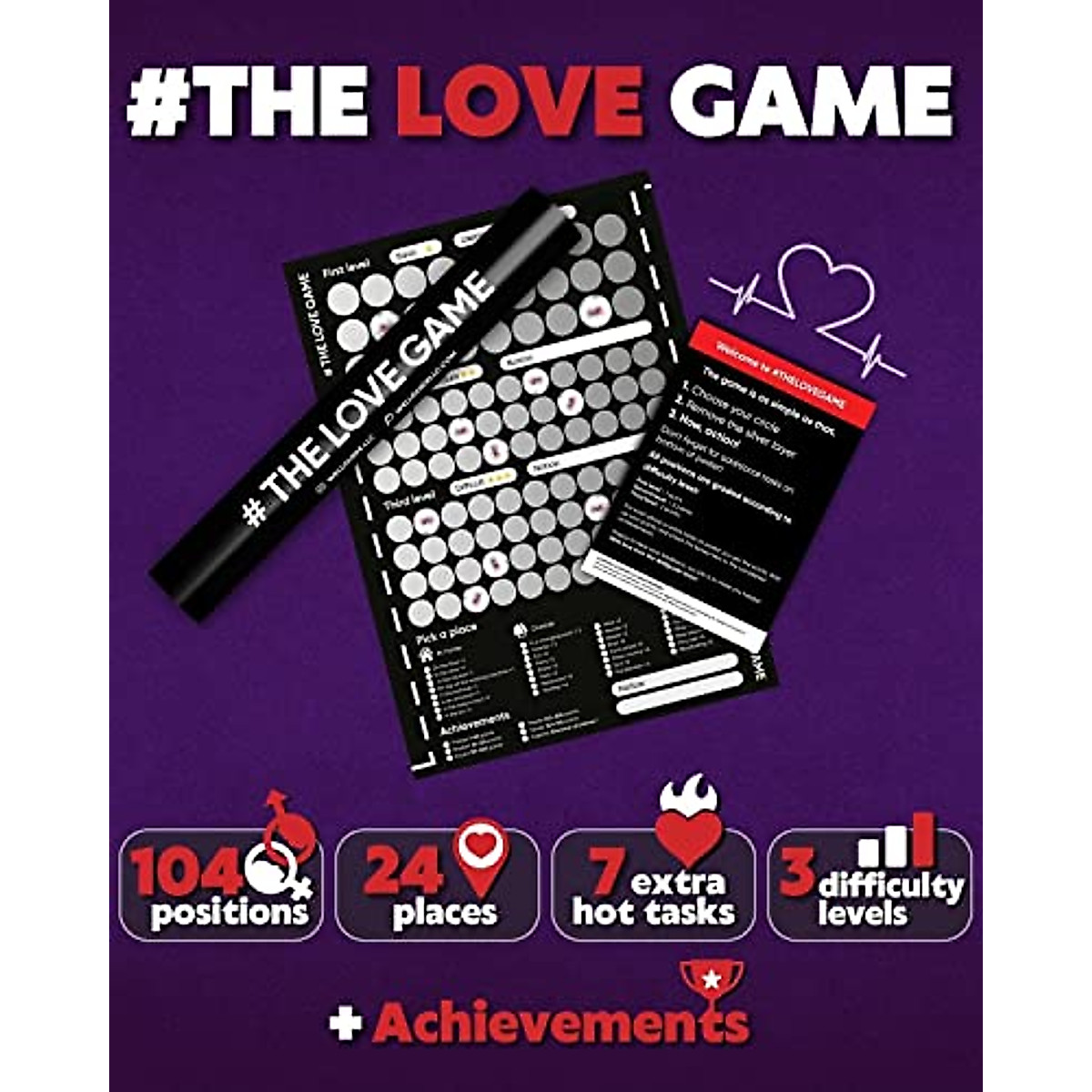THELOVEGAME The Love Game Scratch Off Poster Game for Couples Valentines Day Gifts Wall Posters Gift for him and for her Wedding Gifts Romantic Game Dates Night (with Gift Tube)