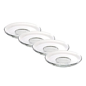 STOBOK 4pcs Clear Coffee Plates Round Cup Saucers Small Glass Plates Snack Plates Coffee Tea Saucer Drinkware Coffee Tea Dish for Home Kitchen