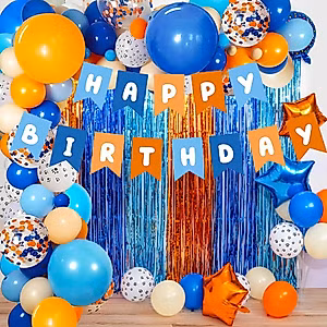 Zpltaomc Blue Balloons Arch Garland Kit, Blue and Orange Birthday Banner, Blue Dog Paw Birthday Party Supplies for Baby Shower Girls Boys 1st 2nd 3rd 4th 5th Blue Theme Birthday Party Decorations