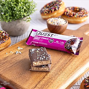 Quest Nutrition Chocolate Sprinkled Doughnut Protein Bars, High Protein, Low Carb, Gluten Free, Keto Friendly, 12 Count