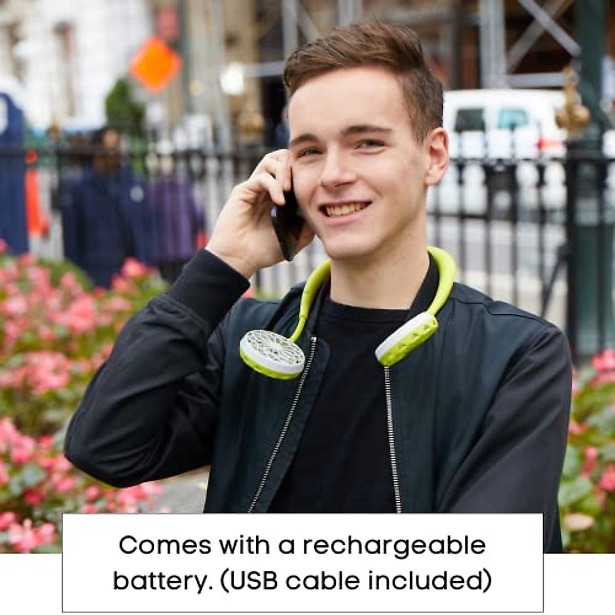 SPICE OF LIFE Portable Neck Fan - Hands-Free Wireless W Fan 2nd Edition - Rechargeable Battery, 2.5 to 7 Hour Life, 3 Speed Settings, Stimulating Breeze Helps Prevent Sleepiness While Driving